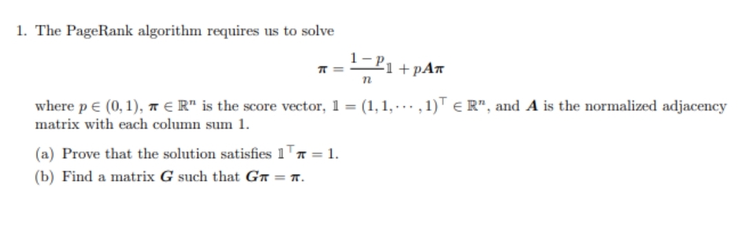 Solved The PageRank algorithm requires us to | Chegg.com