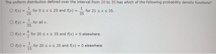 Solved The uniform distribution defined over the interval | Chegg.com