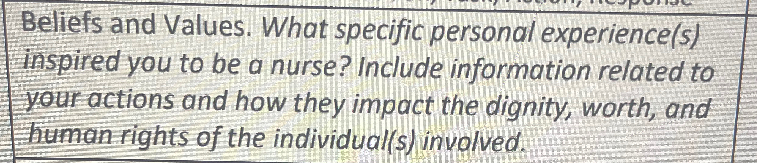 Solved Beliefs and Values. ﻿What specific personal | Chegg.com