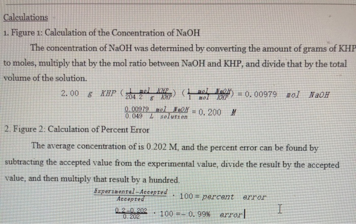 Solved I conducted a lab to standardize NaOH using | Chegg.com