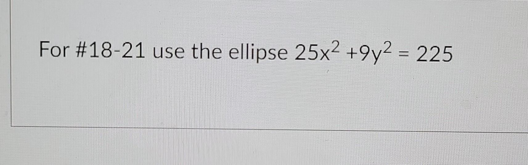 Solved For \#18-21 use the ellipse 25x2+9y2=225Find the | Chegg.com