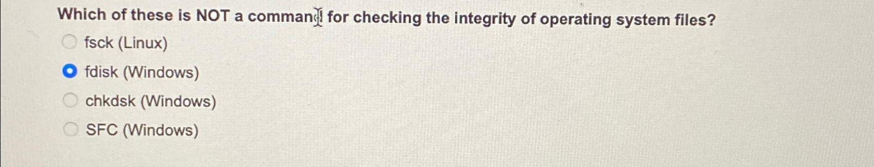 Solved Which of these is NOT a command for checking the | Chegg.com