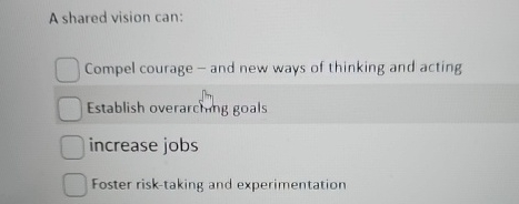 Solved A shared vision can:Compel courage - ﻿and new ways of | Chegg.com