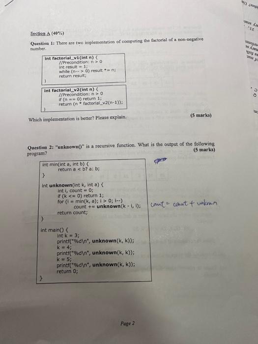 Solved Section A (40%) Question 1: There are two | Chegg.com