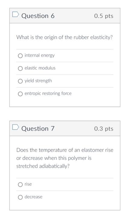Solved What is the origin of the rubber elasticity? internal | Chegg.com