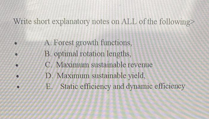 Solved Write short explanatory notes on ALL of the following | Chegg.com