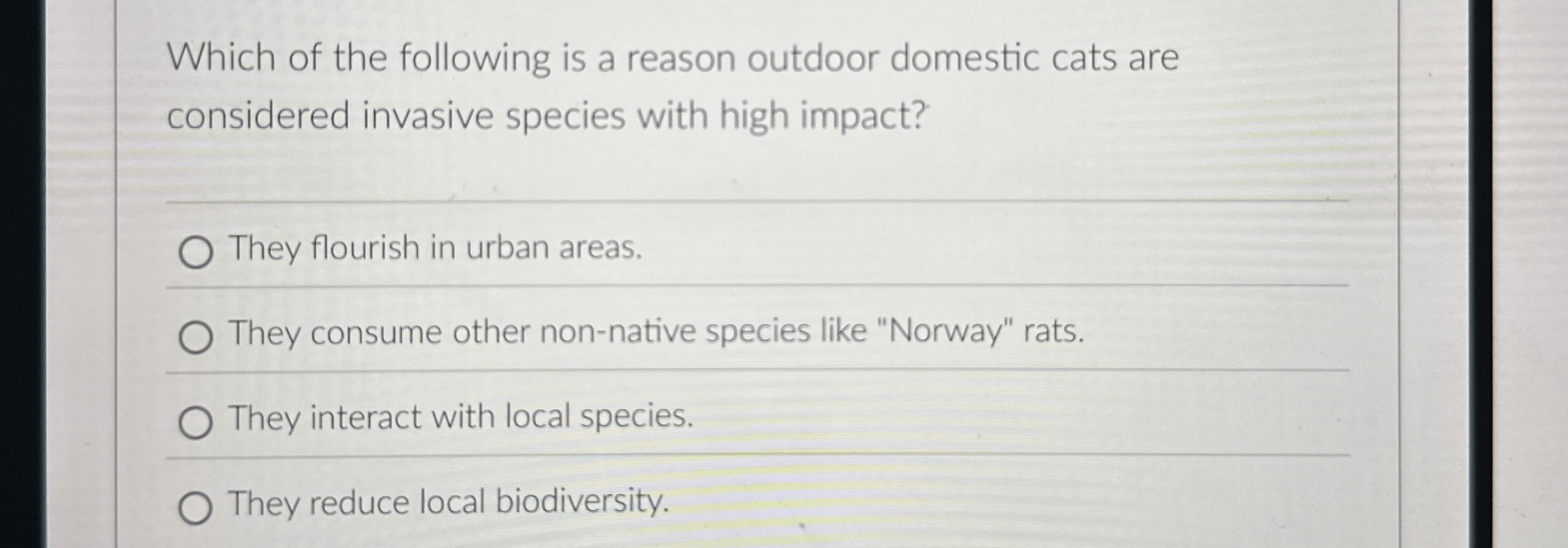 Solved Which of the following is a reason outdoor domestic | Chegg.com