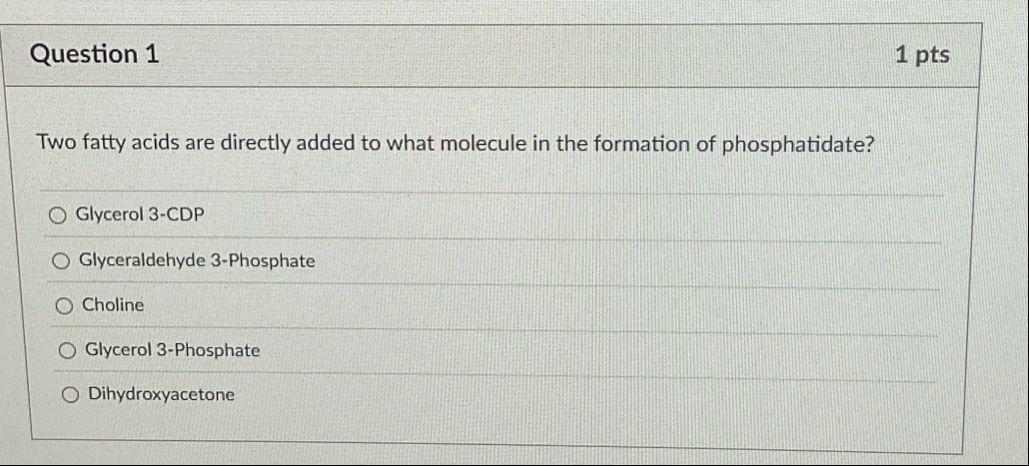 Solved Question 11 ﻿ptsTwo fatty acids are directly added to | Chegg.com