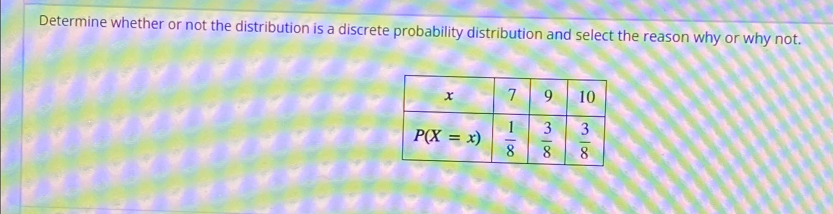 Solved Determine whether or not the distribution is a | Chegg.com