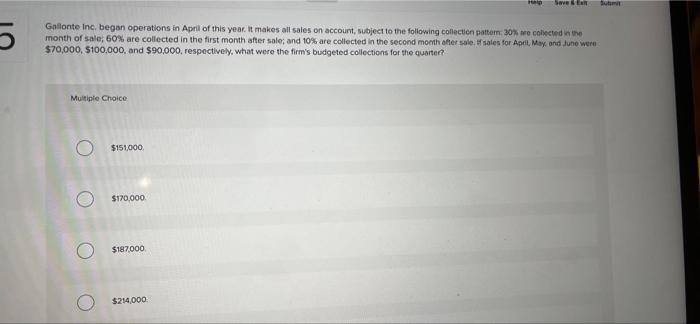 Solved Sove Gallonte Inc began operations in April of this | Chegg.com