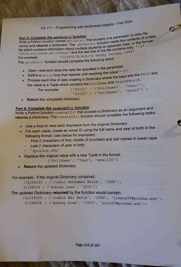 Solved the language is PYTHON. I already have the getData() | Chegg.com