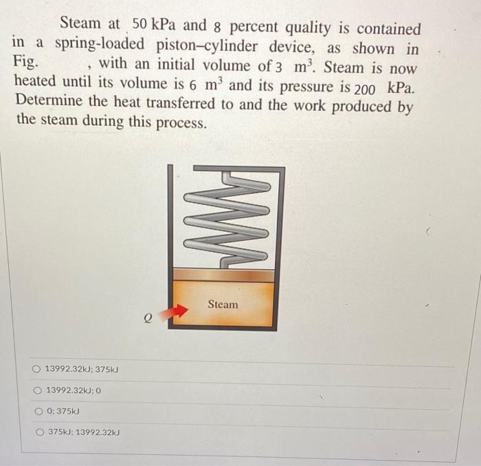 Solved Steam at 50kPa and 8 percent quality is contained in | Chegg.com