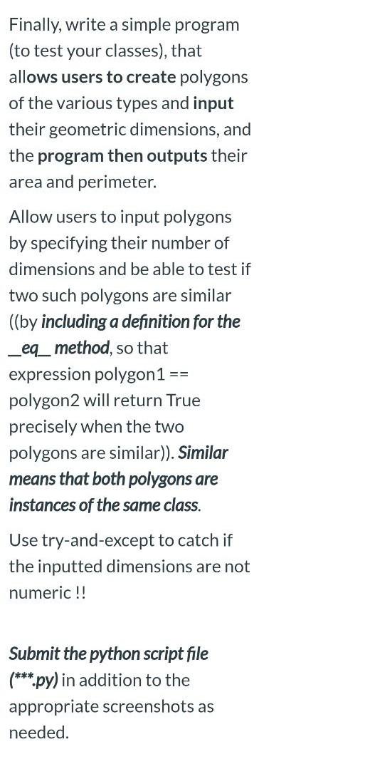 Solved Develop An Inheritance Hierarchy Based Upon A Polygon 
