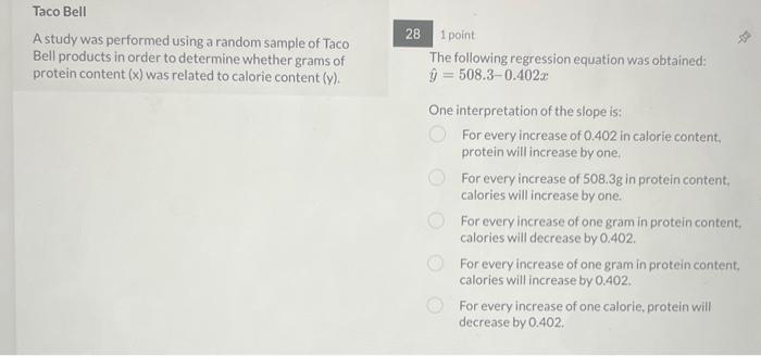 Solved Taco Bell A study was performed using a random sample | Chegg.com
