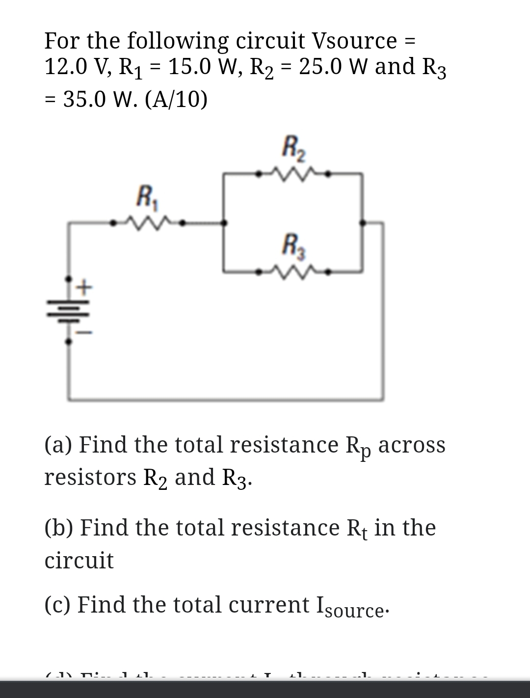 Solved For the following circuit Vsource | Chegg.com