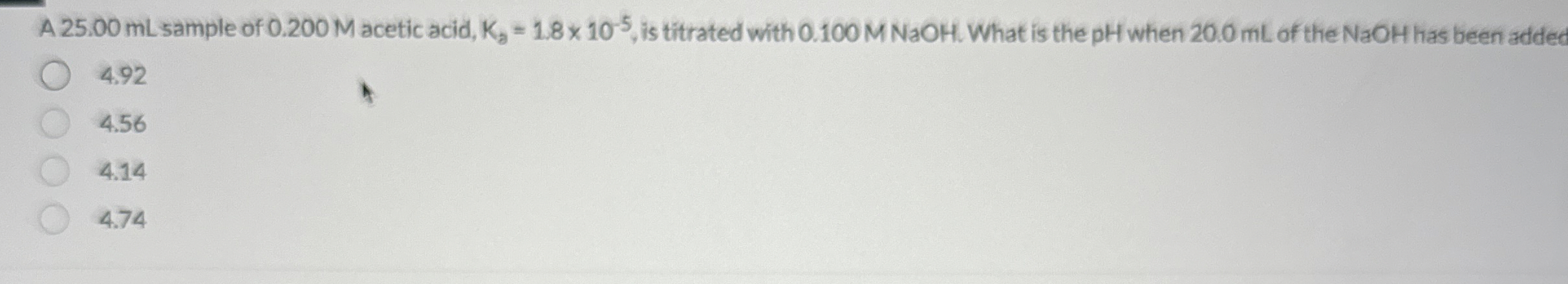 Solved A 25.00 ﻿mL sample of 0.200 ﻿M acetic acid, | Chegg.com