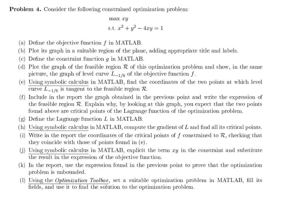 Problem 4 Consider The Following Constrained