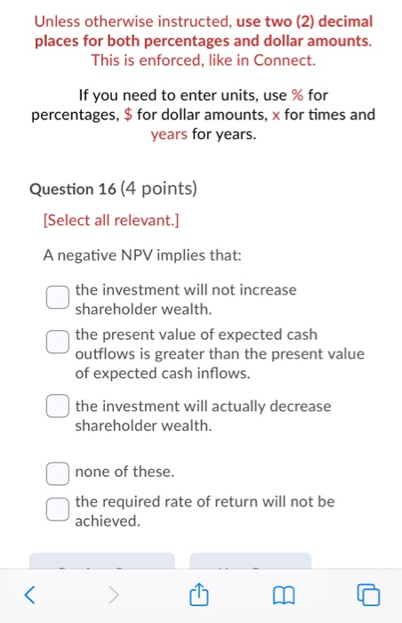 Solved Unless otherwise instructed, use two (2) decimal | Chegg.com