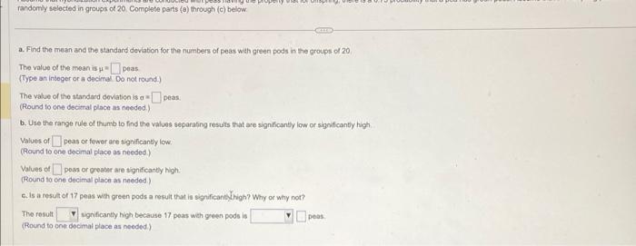 Solved a. Find the mean and the standacd deviation for the | Chegg.com