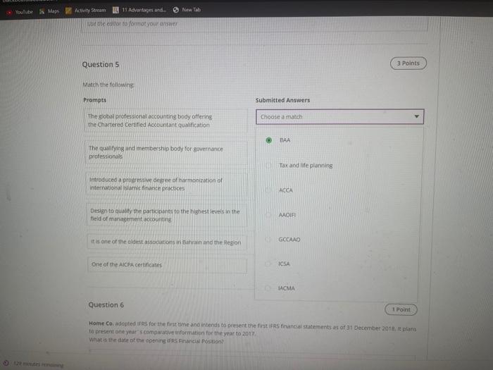 Solved Question 5 3 Points Match the following: Prompts | Chegg.com