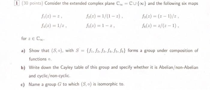 Solved (30 points) Consider the extended complex plane | Chegg.com