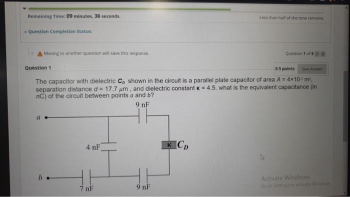 Solved The capacitor with dielectric C0 shown in the circuit | Chegg.com