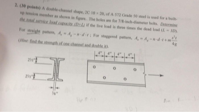 Solved 2. (30 points) A double channel shape, 2C 1020, of A | Chegg.com