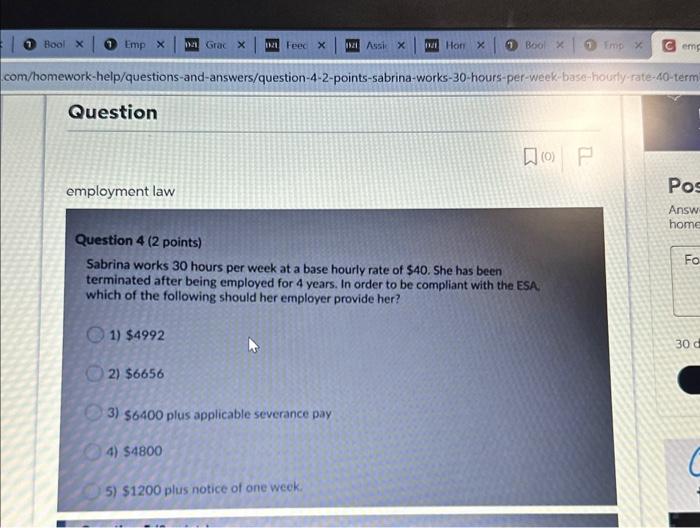Solved Sabrina works 30 hours per week at a base hourly rate | Chegg.com