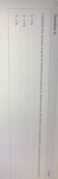 Solved Question 8 6 pts Calculate the number of grms of | Chegg.com