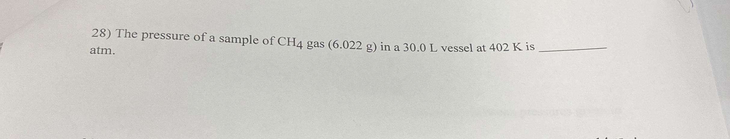 Solved The pressure of a sample of CH4 ﻿gas ( 6.022 ﻿g ) ﻿in | Chegg.com