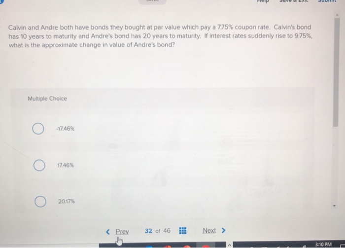 Solved Calvin and Andre both have bonds they bought at par | Chegg.com