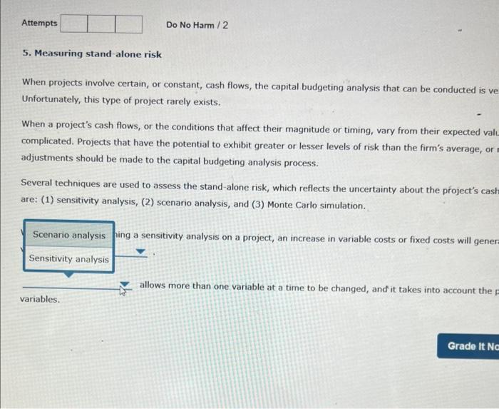 Solved 5. Measuring stand-alone risk When projects involve | Chegg.com