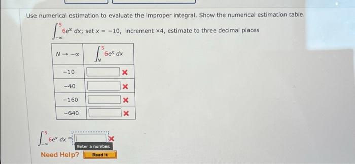 Solved Use numerical estimation to evaluate the improper | Chegg.com