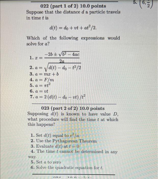 Solved 022 (part 1 of 2 ) 10.0 points Suppose that the | Chegg.com