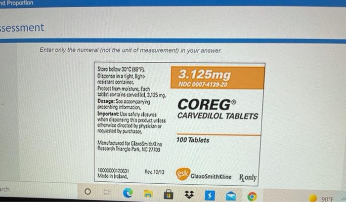 Solved Question 13 of 20 The pharmacy sends the nurse the | Chegg.com