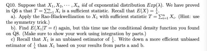 Solved Q10. Suppose that X1,X2,⋯,Xn iid of exponential | Chegg.com