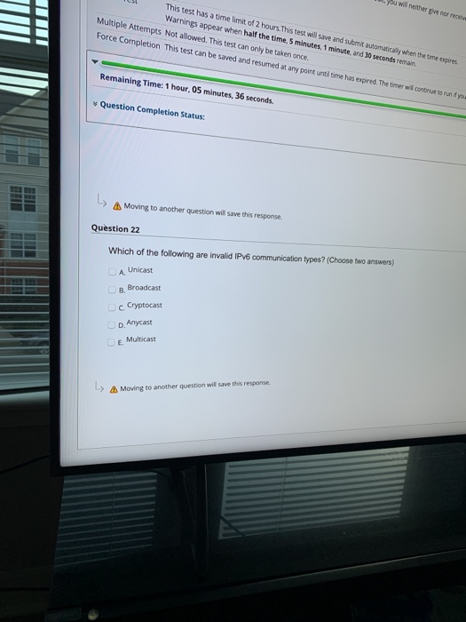Solved you will there This test has a time limit of 2 hours. | Chegg.com