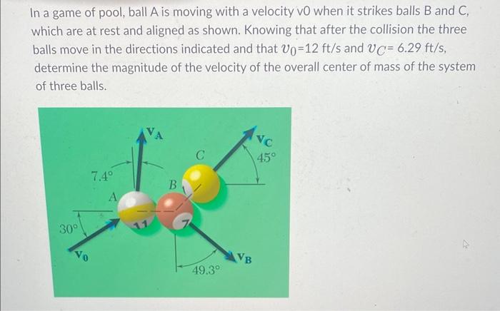 Solved In a game of pool, ball A is moving with a velocity | Chegg.com