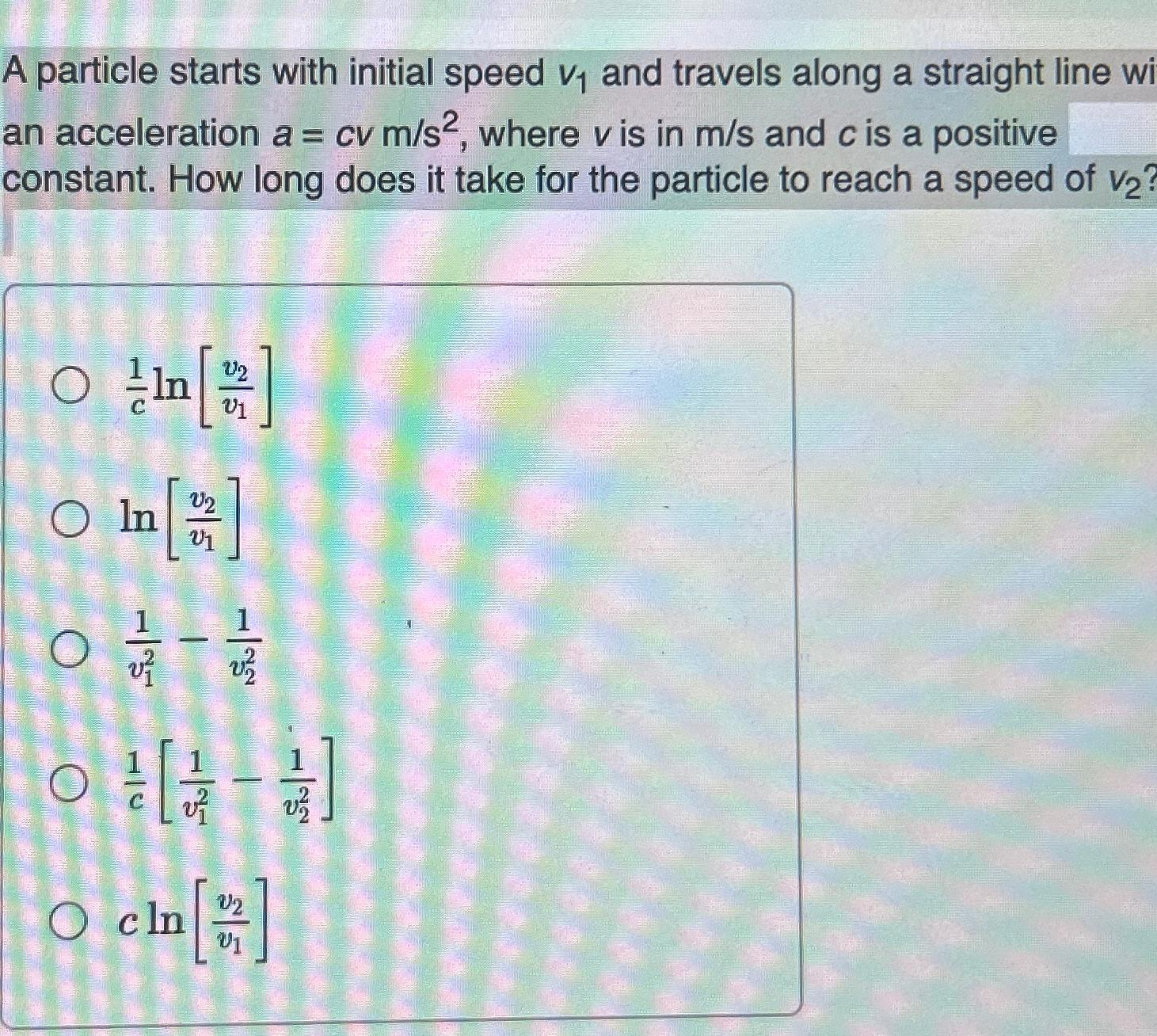 Solved A particle starts with initial speed v_(1) and | Chegg.com