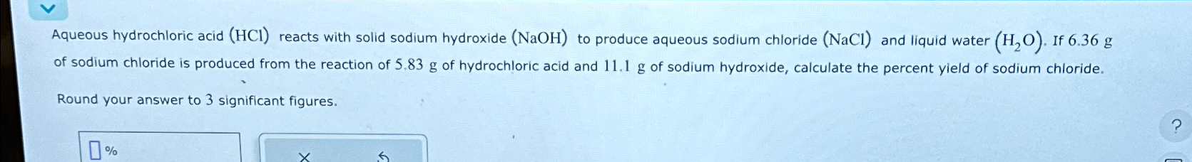 Solved Aqueous hydrochloric acid (HCl) ﻿reacts with solid | Chegg.com