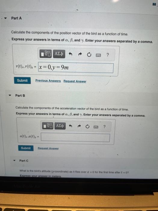 Solved A bird flies in the xy-plane with a velocity vector | Chegg.com