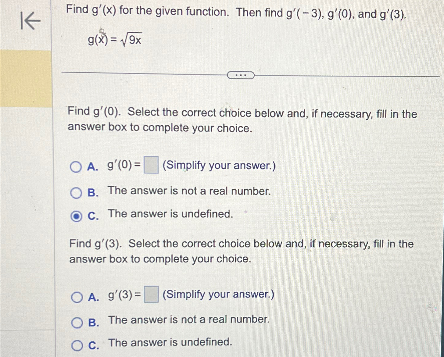 Solved Find g'(x) ﻿for the given function. Then find | Chegg.com
