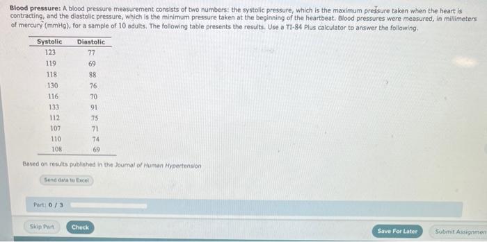 Solved Blood pressure: A blood pressure measurement consists | Chegg.com