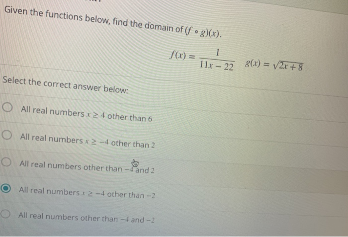Solved Given the functions below, find the domain of | Chegg.com