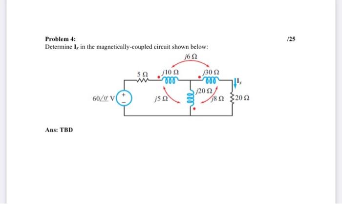 Solved Problem 4: Determine Ix in the magnetically-coupled | Chegg.com