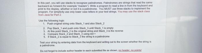 Solved In this part, you will use stacks to recognize | Chegg.com