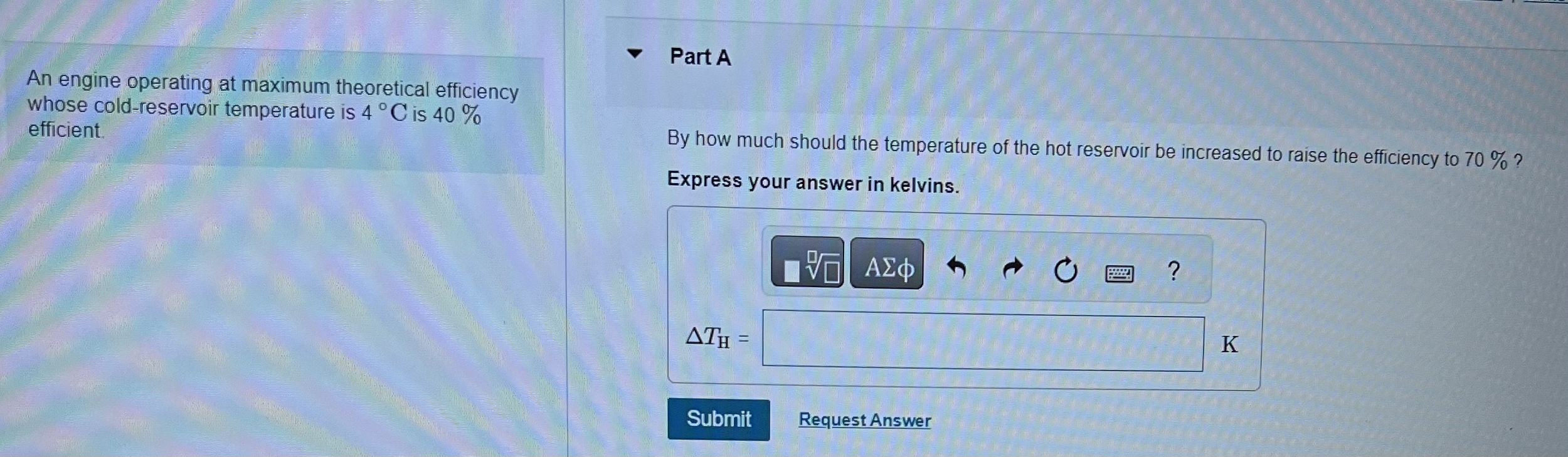 Solved An engine operating at maximum theoretical efficiency | Chegg.com
