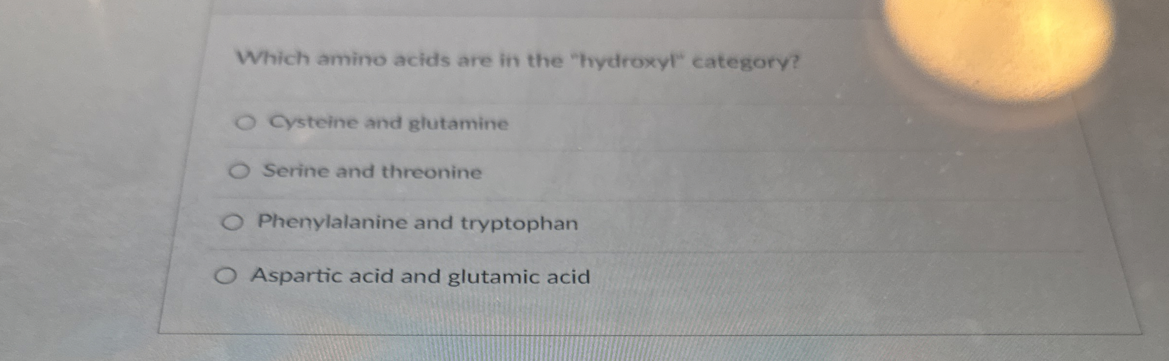 Solved Which amino acids are in the "hydroxyl" | Chegg.com