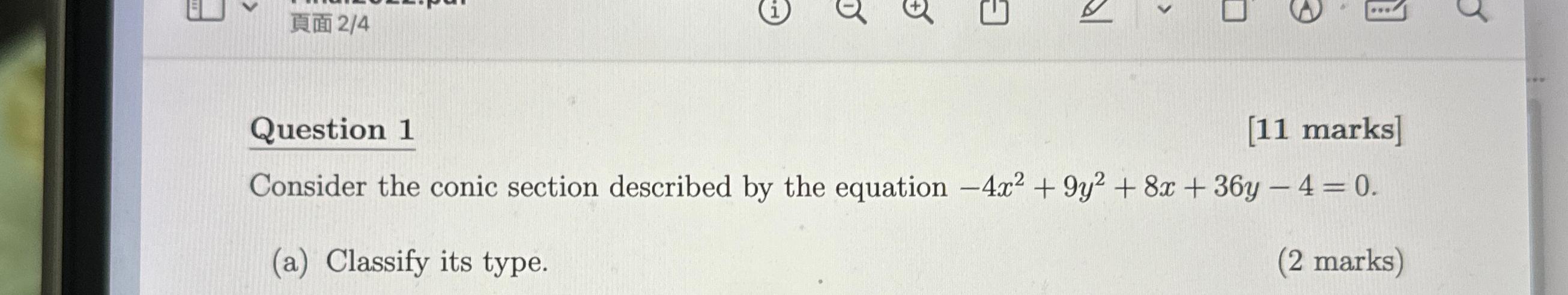 Solved Consider the conic section described by the equation | Chegg.com