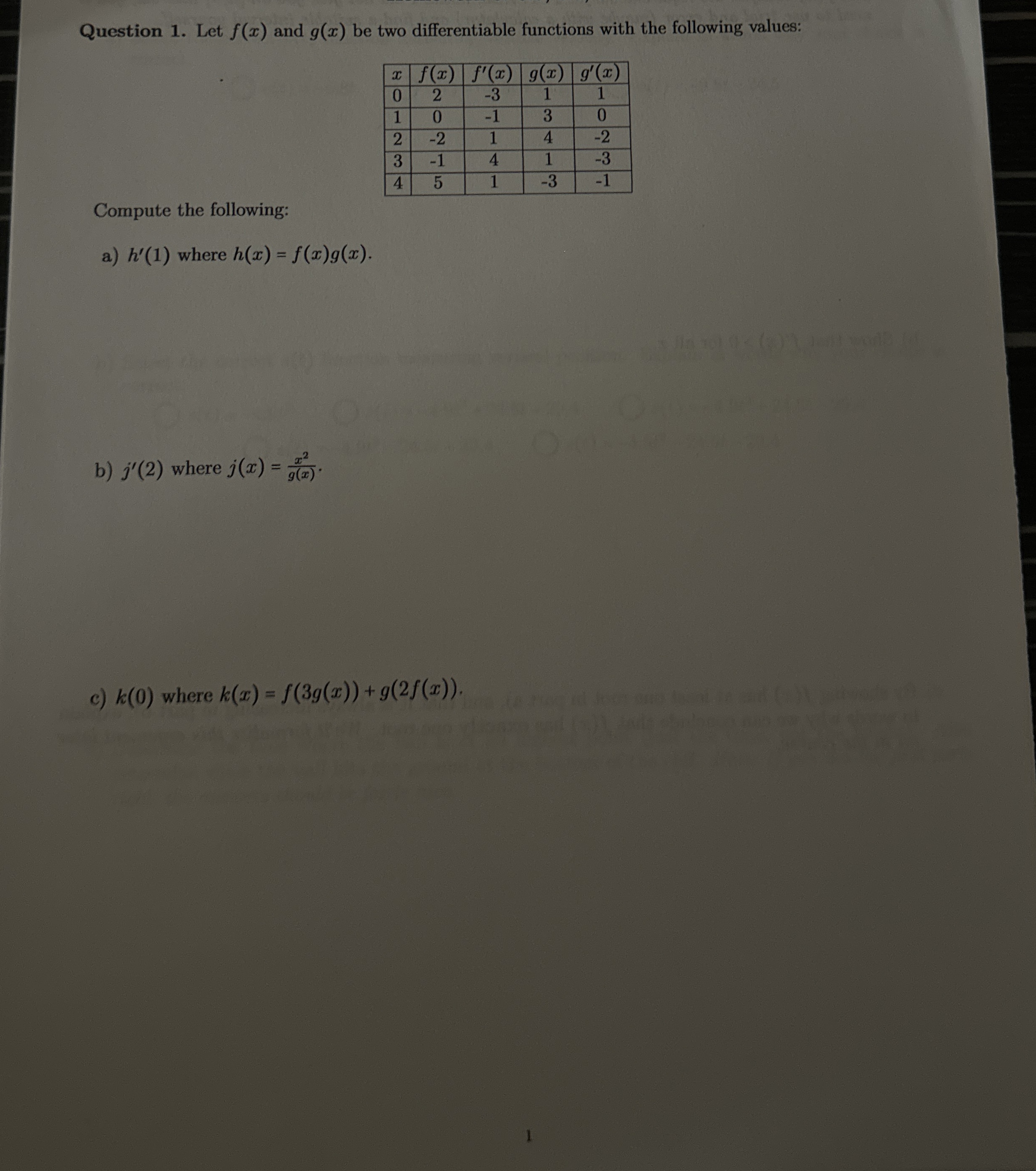Solved Question 1. ﻿Let f(x) ﻿and g(x) ﻿be two | Chegg.com